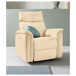 Relaxsessel Places of Style "Zola, TV-Sessel mit Schlaffunktion, Sessel für Wohnzimmer mit" Gr. Kunstleder, beige (creme) elektrischer Relaxfunktion und USB-Steckeranschluss, Breite 87 cm