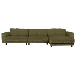 Ecksofa furninova "Samba schön bequem und hochwertig verarbeitet" Sofas Gr. B/H/T: 353 cm x 74 cm x 163 cm, Velours, Recamiere rechts, ohne Bettfunktion, grün (seagrass) mit toller Kedernaht, im skandinavischen Design, L-Form