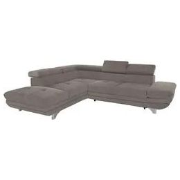 Ecksofa COTTA "Enterprise L-Form" Sofas Gr. B/H/T: 273cm x 72cm x 237cm, Struktur, Ottomane links, mit Kopfteilverstellung-mit Armteilverstellung, grau (elefant) inklusive Kopf- und Armteilverstellung, wahlweise mit Bettfunktion