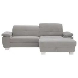 Ecksofa Alina "Becca" Sofas Gr. B/H/T: 268cm x 97cm x 184cm, Struktur TTA, Recamiere rechts, ohne Bettfunktion-ohne Bettkasten, grau (kiesel tta 9) inkl. Kopfteilverstellung, wahlweise mit Bettfunktion und Bettkasten