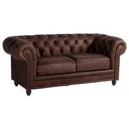 Chesterfield-Sofa Max Winzer "Old England" Sofas Gr. B/H/T: 192 cm x 76 cm x 96 cm, NaturLEDER, braun 2-Sitzer Ledersofa mit Knopfheftung & Ziernägeln, Breite 192 cm