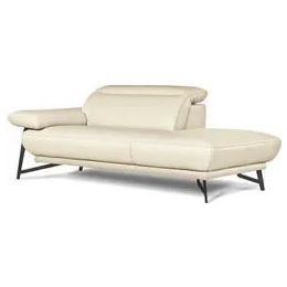 Ottomane Egoitaliano "Anais, Designsofa mit hohem Sitzkomfort, Designfuß" Sofas Gr. B/H/T: 179cm x 74cm x 106cm, Leder BULL, Ottomane rechts, Armlehne links, beige (cremeweiß) Solitärmöbel als Blickfang, inkl. verstellbarer Kopfstützen