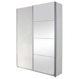 Garderobenschrank Rauch "Garderobe Drehtürenschrank Kleiderschrank Schrank Schuhschrank MINOSA" Schränke Gr. H/T: 197 cm x 48 cm, 2 St., weiß (alpinweiß, hochglanz weiß) Breite 136 cm, ausziehbare Kleiderstange, 6 Schuhböden MADE IN GERMANY