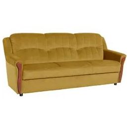 3-Sitzer Max Winzer "Trier klassisch und komfortabel, Komfortsitzhöhe 47cm, Kippcouch" Sofas Gr. B/H/T: 206cm x 88cm x 83cm, Microfaser 24258, gelb (mais) hohe Rückenlehne, inklusive Bettfunktion & Bettkasten, Breite 206 cm