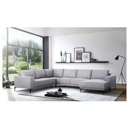 Wohnlandschaft Places of Style "Oland" Sofas Gr. B/H/T: 342 cm x 85 cm x 260 cm, Struktur weich, Recamiere rechts, grau U-Form, im zeitlosem Design und hochwertiger Verabeitung