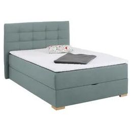 Boxbett Home Affaire "Olivet" Komplettbetten Gr. Struktur (100% Polyester), Liegefläche B/L: 140 cm x 200 cm, Gewicht bis: 100 kg H3, Tonnentaschen-Federkernmatratze, blau (petrol) in 4 Farben, Breiten, 2 Matratzenarten, auch Überlänge 220 cm