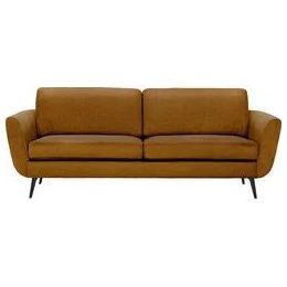 2,5-Sitzer furninova "Smile mit tollem Sitzkomfort, elegant und bequem" Sofas Gr. B/H/T: 217 cm x 85 cm x 93 cm, Velours, ohne Bettfunktion, gelb (mustard) im skandinavischen Design