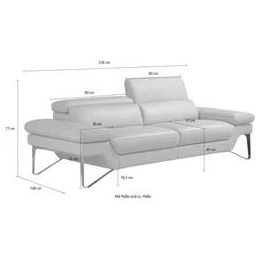 2,5-Sitzer Egoitaliano "Princess, Designsofa und super bequem, tolle Detailverarbeitung" Sofas Gr. B/H/T: 236 cm x 95 cm x 108 cm, Leder BULL, inkl. verstellbarer Kopfteile, weiß (paper) inkl. verstellbarer Kopfteile