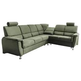 Ecksofa Home Affaire "Pisa L-Form" Sofas Gr. B/H/T: 271 cm x 95 cm x 224 cm, Struktur, Bettfunktion links, grün (dunkelgrün) mit Bettfunktion und Bettkasten