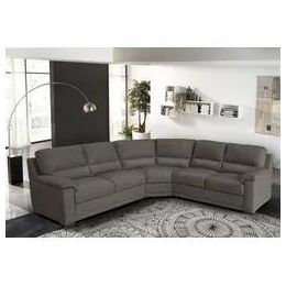 Ecksofa Egoitaliano "Doris, modernes Designerecksofa in hochwertigen Microfaserqualitäten" Sofas Gr. B/H/T: 266cm x 90cm x 246cm, Luxus-Microfaser Lederoptik, langer Schenkel links, grau (smoke) edle Detailverarbeitung, wahlweise fleckenabweisend oder in Lederoptik