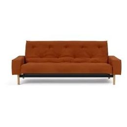 Schlafsofa INNOVATION LIVING TM "MIMER hochwertige Schlaffunktion, aktuelles Design und extra Komfort" Sofas Gr. T: 100 cm, Cordstoff CORDUROY, orange (burnt 595 corduroy) Taschenfederkernmatratze, Breite Liegefläche 140 cm