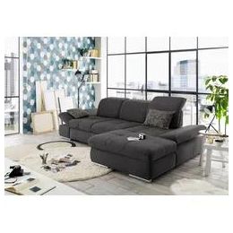 Ecksofa "SO4100 V", grau (anthrazit), B:284cm H:80cm T:190cm, SET ONE BY Musterring, Sofas, mit verstellbaren Kopfteilen, wahlweise mit Funktionen, Cord-Bezug