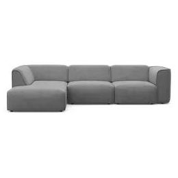 Ecksofa RAUM.ID "Merid jederzeit durch Module erweiterbar L-Form" Sofas Gr. B/H/T: 295cm x 70cm x 162cm, Samtoptik, Ottomane links, grau (hellgrau) als Modul oder separat verwendbar, für individuelle Zusammenstellung