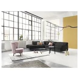 Ecksofa furninova "Rocco klassisch, zeitlos und modernes Design mit hohem Sitzkomfort" Sofas Gr. B/H/T: 297cm x 78cm x 240cm, Struktur, Ottomane links, grau (anthrazit) L-Form, hoher Fuß