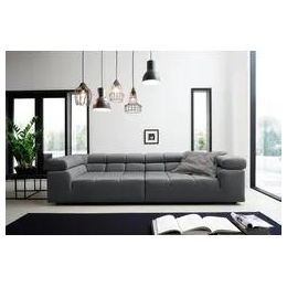 Big-Sofa Inosign "Ancona B/T/H: 290/110/70 cm" Sofas Gr. B/H/T: 290cm x 70cm x 110cm, Struktur, Recamiere links, ohne Sitzvorzug, grau auffällige Steppung, inkl. 2 Zierkissen und verstellbaren Kopfstützen