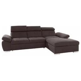 Ecksofa exxpo - SOFA FASHION "Spring, super bequem und komfortabel mit Armteil- und Kopfteilfunktion", braun (mocca), B:284cm H:81cm T:181cm, Luxus-Microfaser (100% Polyester), Struktur (100% Polyester), NaturLEDER (echtes Rindsleder) in Sitz und Rücken. Korpus in passendem Kunstleder SOFTLUX bezogen, Sofas, L-Form, wahlweise mit Bettfunktion und Bettkasten