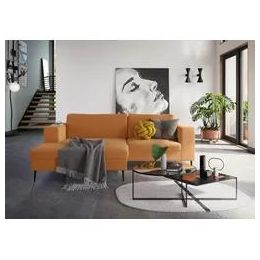 Ecksofa DOMO collection "Modica L-Form" Sofas Gr. B/H/T: 244cm x 83cm x 173cm, Feincord, Recamiere links, orange (pfirsich) moderne Optik mit großzügiger RecamiÃ ̈re, auch in Cord