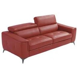 2,5-Sitzer Egoitaliano "Francine, Designsofa, Loungesofa" Sofas Gr. B/H/T: 213 cm x 100 cm x 106 cm, Leder BULL, rot (kirschrot) Kopfteile manuell verstellbar, mit edlen Metallfüßen