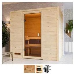 Welltime Sauna "Sunie" Saunen 3,6-kW-Plug & Play Ofen mit int. Steuerung Gr. Saunaofen, integrierte Steuerung, 3,6 kW, beige (naturbelassen)