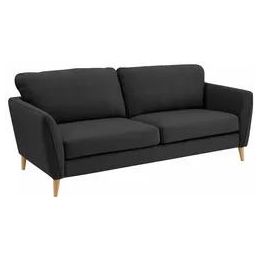 3-Sitzer Home Affaire "MARSEILLE Sofa 206 cm" Sofas Gr. B/H/T: 206cm x 88cm x 90cm, Filzoptik, grau (anthrazit) mit Massivholzbeinen aus Eiche, verschiedene Bezüge und Farbvarianten