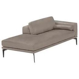 Ottomane Egoitaliano "Masu, Design trifft super Sitzkomfort, mit toller Detailverarbeitung" Sofas Gr. B/H/T: 182cm x 95cm x 97cm, Leder BACIO, Armlehne rechts, beige (safari) Rückenkissen und Armteilrolle für mehr Komfort, mit Metallfüßen