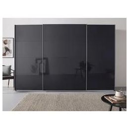 Schwebetürenschrank Rauch "Kleiderschrank Schrank Garderobe TOPSELLER OTELI inkl. Inneneinteilung" Schränke Gr. B/H/T: 315 cm x 210 cm x 62 cm, grau (graumetallic, hochglanz effektgrau) mit 3 Innenschubladen sowie zusätzlichen Einlegeböden MADE IN GERMANY