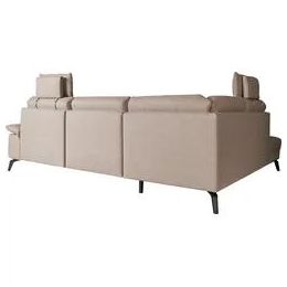 Ecksofa Alina Sofas Gr. B/H/T: 243cm x 118cm x 210cm, Struktur GBA, Ottomane links, ohne Funktion, beige (beige gba 2) inkl. Kopfstützen, wahlweise mit Relaxfunktion, Breite: 243 cm