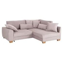 Ecksofa Home Affaire "Helena II DuraSpring" Sofas Gr. B/H/T: 227 cm x 88 cm x 190 cm, Luxus-Microfaser weich, Ottomane rechts, ohne Bettfunktion, rosa (flamingo) mit Taschenfederkern, bis 140 kg belastbar, wahlweise Bett