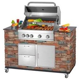 Gasgrill El Fuego "Grillküche Built-in" Grills Gr. B/H/T: 147cm x 130cm x 68cm, silberfarben (edelstahlfarben) BxTxH: 147x68x130 cm