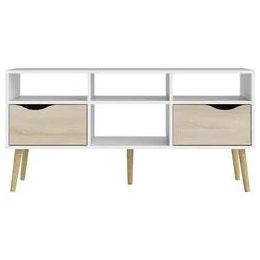 TV-Board Andas "Oslo, TV-Möbel, Fernsehtisch, TV-Unit, Media-Möbel" Sideboards Gr. B/H/T: 117,2 cm x 57,6 cm x 39,1 cm, 2 St., weiß (weiß, eiche struktur) TV-Kommode mit 2 Schubladen,4 Fächern, Breite 117 cm, Höhe 57 cm