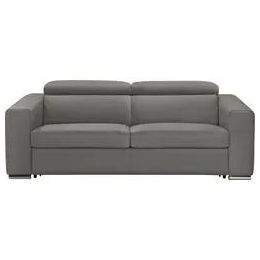 Schlafsofa Egoitaliano "Cabiria, Design und super Sitz- Liegekomfort" Sofas Gr. B/H/T: 226cm x 97cm x 103cm, Luxus-Microfaser Lederoptik, grau (steingrau) Sofa inkl. Schlaffunktion, Kopfteile verstellbar, mit Metallfüßen