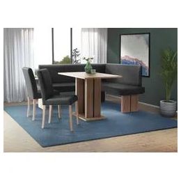 Eckbankgruppe Home Affaire "Emma Essgruppe Esszimmer Küche" Sitzmöbel-Sets Gr. B/H: 185cm x 90cm, Kunstleder, Langer Schenkel links, schwarz (schwarz (lotos 7006)) Eckbank Tisch Stühle Landhaus