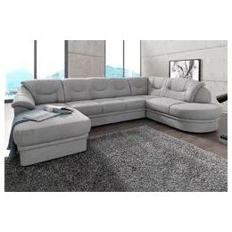 Sit & More Wohnlandschaft SIT & MORE "Savoni U-Form" Sofas Gr. B/H/T: 334cm x 90cm x 206cm, Struktur, Recamiere links, ohne Bettfunktion, grau wahlweise mit Bettfunktion