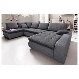 Wohnlandschaft Trendmanufaktur "Indie, toller Sitzkomfort, aufwendige Detailverarbeitung, U-Form" Sofas Gr. B/H/T: 335cm x 86cm x 179cm, Microfaser PRIMABELLE-Struktur, Recamiere rechts, XXL-ohne Bettfunktion, grau (anthrazit, anthrazit, grau) wahlweise mit Bettfunktion