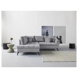 Ecksofa Inosign "Lörby L-Form" Sofas Gr. B/H/T: 224 cm x 90 cm x 191 cm, Luxus-Microfaser weich, Ottomane links, Luxus Microfaser weich, bunt (melange) auch mit Aqua clean-Bezug, feine Steppung im Sitzbereich, lose Kissen