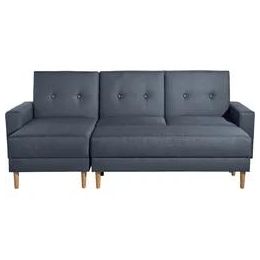 Ecksofa Max Winzer "Just Chill kubisches Schlafsofa im skandinavischen Stil, bequem" Sofas Gr. B/H/T: 230cm x 93cm x 152cm, Strukturgewebe 16523, Recamiere beidseitig montierbar, ohne Hocker, blau Recamiere links oder rechts montierbar, mit Rückenverstellung