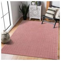 Teppich Carpet City "Friseé-Teppich FANCY805" Teppiche Gr. B: 200cm, 12mm, L: 290cm, rosa (rosé) Kurzflor, Einfarbig, 3D-Optik, Zickzack Look