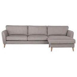 Ecksofa Home Affaire "Meersburg, L-Form" Sofas Gr. Struktur, Recamiere rechts, braun (latte) mit Holzfüßen