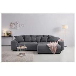 Ecksofa Home Affaire "Sundance II, L-Form" Sofas Gr. B/H/T: 318 cm x 87 cm x 188 cm, Struktur Chenille, Recamiere beidseitig montierbar, ohne Bettfunktion-ohne Bettkasten-ohne Topper, schwarz mit DuraSpring-Taschenfederkern bis 140 kg belastbar