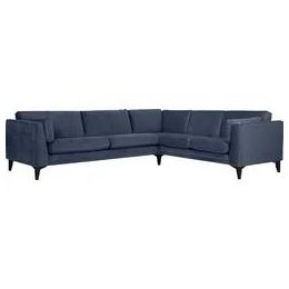 Ecksofa furninova "Avignon" Sofas Gr. B/H/T: 283 cm x 78 cm x 237 cm, Velours, langer Schenkel links, ohne Bettfunktion, blau (ocean) inklusive 2 Armlehnkissen, im skandinavischen Design