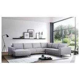 Wohnlandschaft Places of Style "Oland" Sofas Gr. B/H/T: 342 cm x 85 cm x 260 cm, Struktur weich, Recamiere links, grau U-Form, im zeitlosem Design und hochwertiger Verabeitung