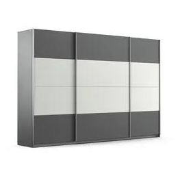 Schwebetürenschrank Rauch "Quadra Bestseller Schlafzimmerschrank in vielen Breiten" Schränke Gr. B/H/T: 315 cm x 210 cm x 62 cm, 3 St., grau (grau metallic, weißglas) Kleiderschrank Garderobenschrank Schrank mit Glaselementen