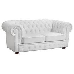 Chesterfield-Sofa Max Winzer "Windsor klassisch, modern und Retro Sofa, hoher Sitzkomfort" Sofas Gr. B/H/T: 175cm x 75cm x 96cm, Kunstleder, 2-Sitzer, weiß mit edler Knopfheftung, 2-Sitzer oder 3-Sitzer