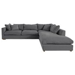 Guido Maria Kretschmer Home & Living Ecksofa GUIDO MARIA KRETSCHMER HOME & LIVING "Pantin, L-Form" Sofas Gr. B/H/T: 318cm x 80cm x 272cm, Struktur, Ottomane rechts, grau (anthrazit) extra weich und kuschelig, Füllung mit Federn Daunen