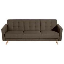 3-Sitzer Max Winzer "Julius Kippcouch mit komfortablem Federkern, klassisch und modern" Sofas Gr. B/H/T: 224 cm x 81 cm x 83 cm, Strukturwebstoff 16523, beige (sahara) Schlafsofa, inklusive Bettfunktion & Bettkasten, Breite 224 cm