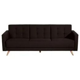 3-Sitzer Max Winzer "Julius Kippcouch mit komfortablem Federkern, klassisch und modern" Sofas Gr. B/H/T: 224 cm x 81 cm x 83 cm, Strukturwebstoff 16523, braun (schoko) Schlafsofa, inklusive Bettfunktion & Bettkasten, Breite 224 cm