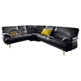 Polsterecke Trendmanufaktur "Cecilia, italienisches Designsprache, modern und komfortabel, L-Form" Sofas Gr. B/H/T: 280cm x 87cm x 240cm, NaturLEDER Madras, langer Schenkel rechts, langer Schenkel rechts, schwarz toller Sitzkomfort und bequeme Armlehnen