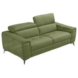 Schlafsofa Egoitaliano "Francine, Designsofa, Loungesofa mit Dauerschlaffunktion, Bettfunktion" Sofas Gr. B/H/T: 233cm x 100cm x 106cm, Luxus-Microfaser BLUSH, grün (kiwi) hochwertiger Metallbettrahmen & Matratze, Kopfteil manuell verstellbar