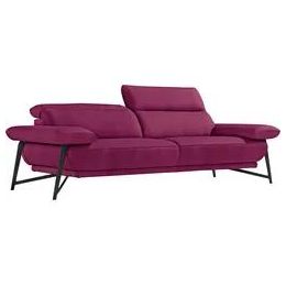 2,5-Sitzer Egoitaliano "Anais, Designsofa mit hohem Sitzkomfort, Designfuß" Sofas Gr. B/H/T: 232cm x 74cm x 106cm, Luxus-Microfaser, pink (fuchsia) inkl. verstellbarer Kopfteile