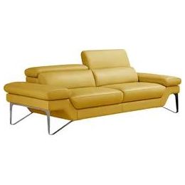 2,5-Sitzer Egoitaliano "Princess, Designsofa und super bequem, tolle Detailverarbeitung" Sofas Gr. B/H/T: 236 cm x 95 cm x 108 cm, Leder BULL, inkl. verstellbarer Kopfteile, gelb inkl. verstellbarer Kopfteile